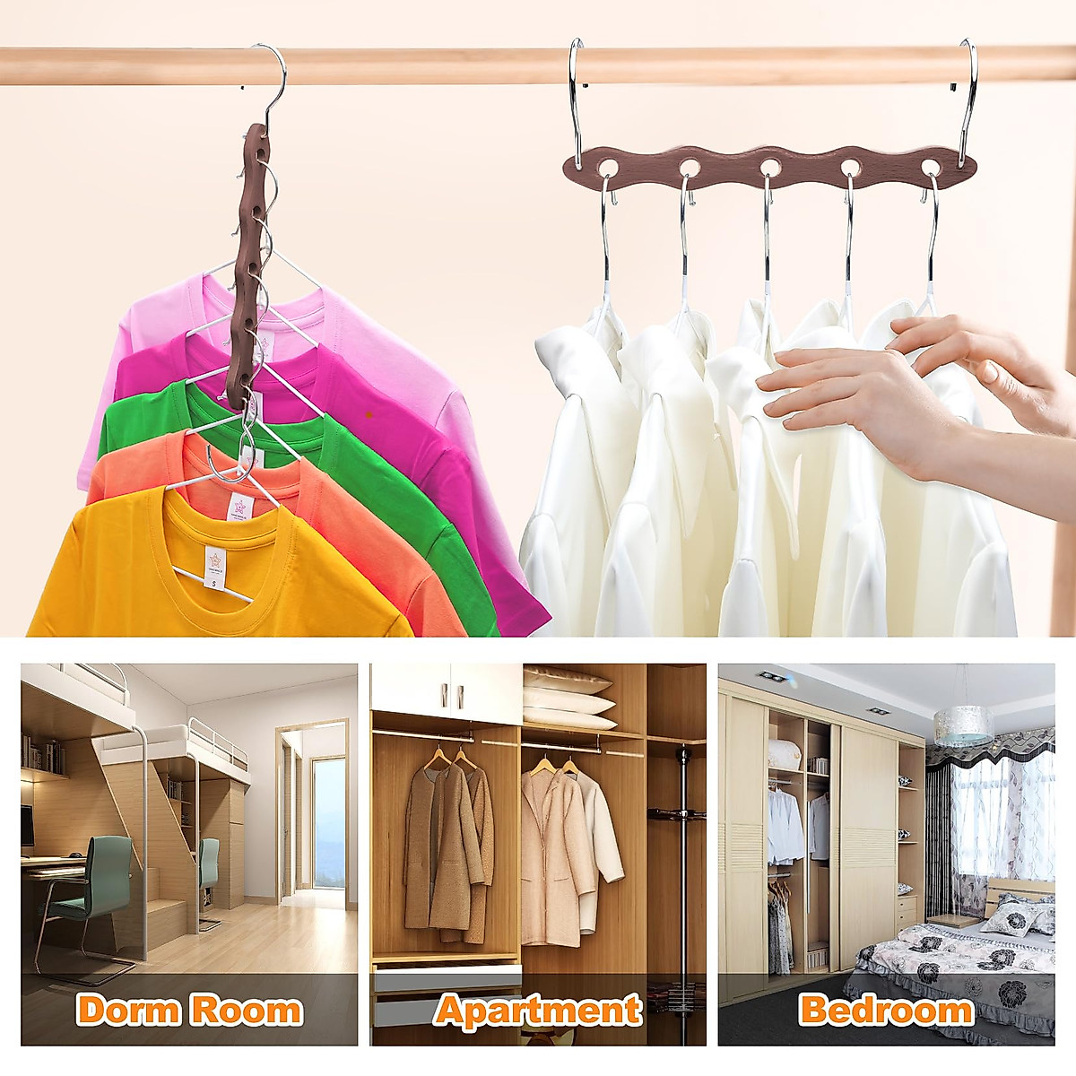 HEYHOUSE Closet Organizers and Storage,College Dorm Room Essentials,Multifunctional Closet Organizer Magic Space Saving Hangers for Wardrobe
