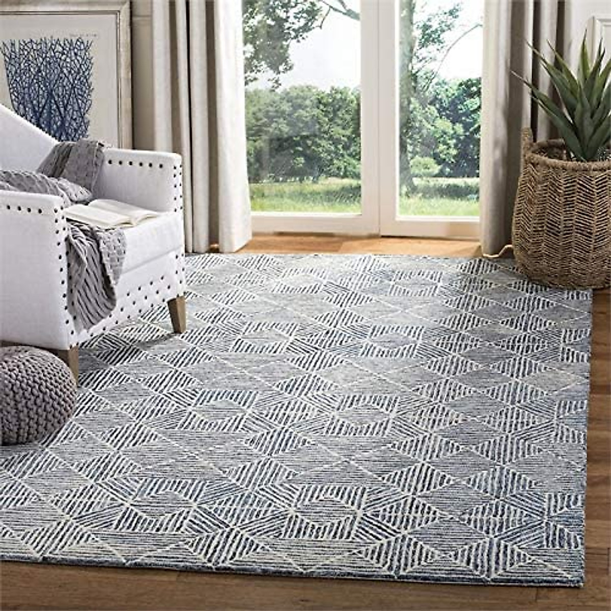 SAFAVIEH Abstract Collection 8' x 10' Blue ABT763M Handmade Premium Wool Area Rug