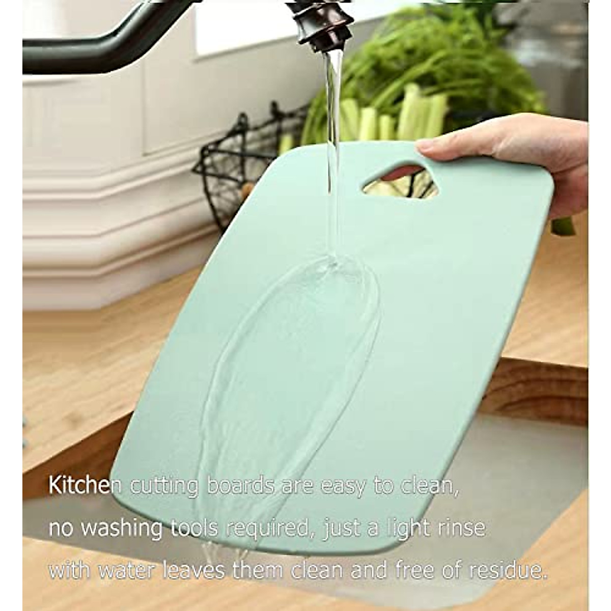 Cutting Boards for Kitchen,Plastic Cutting Board Set of 3, Thick Chopping Boards for Meat, Veggies, Fruits, with Easy Grip Handle,Dishwasher Safe (Green, 3Pcs)