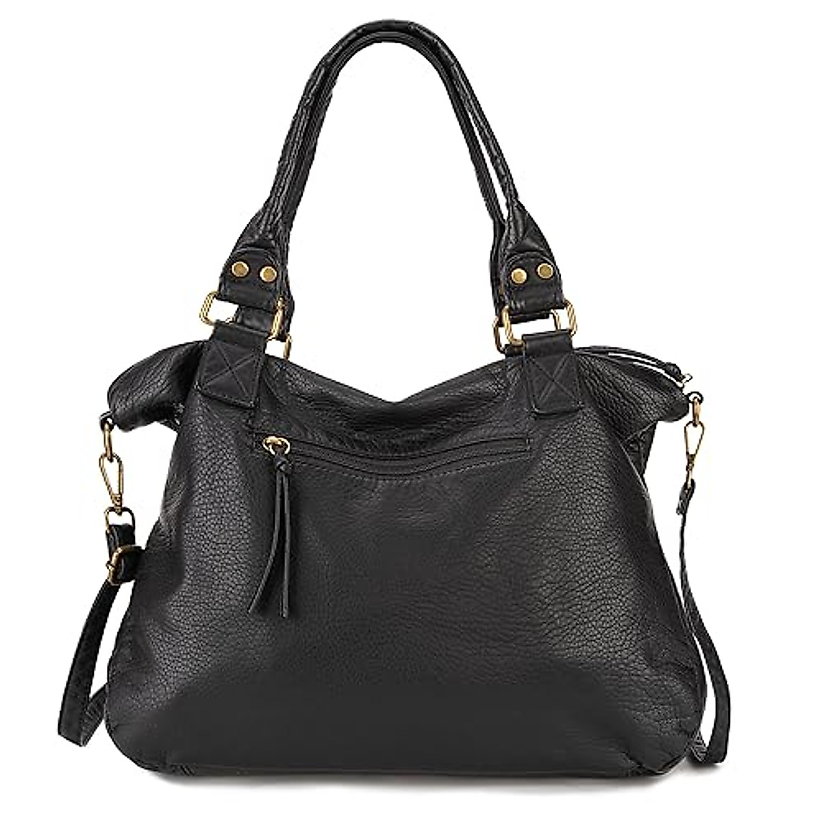 Montana West Washed Leather Crossbody Bags for women Trendy Hobo Bags Soft Purses for Women Work Tote Bags MWC-217BK