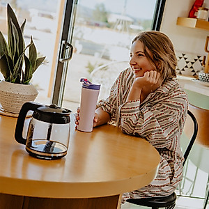 BOTTLE BOTTLE Insulated Coffee Tumblers with Dual-use Lid and Straw Double Walled Iced Travel Coffee Mug for Woman and Man 18 oz Stainless Steel Tumbler with Handle(Cherry Blossoms)