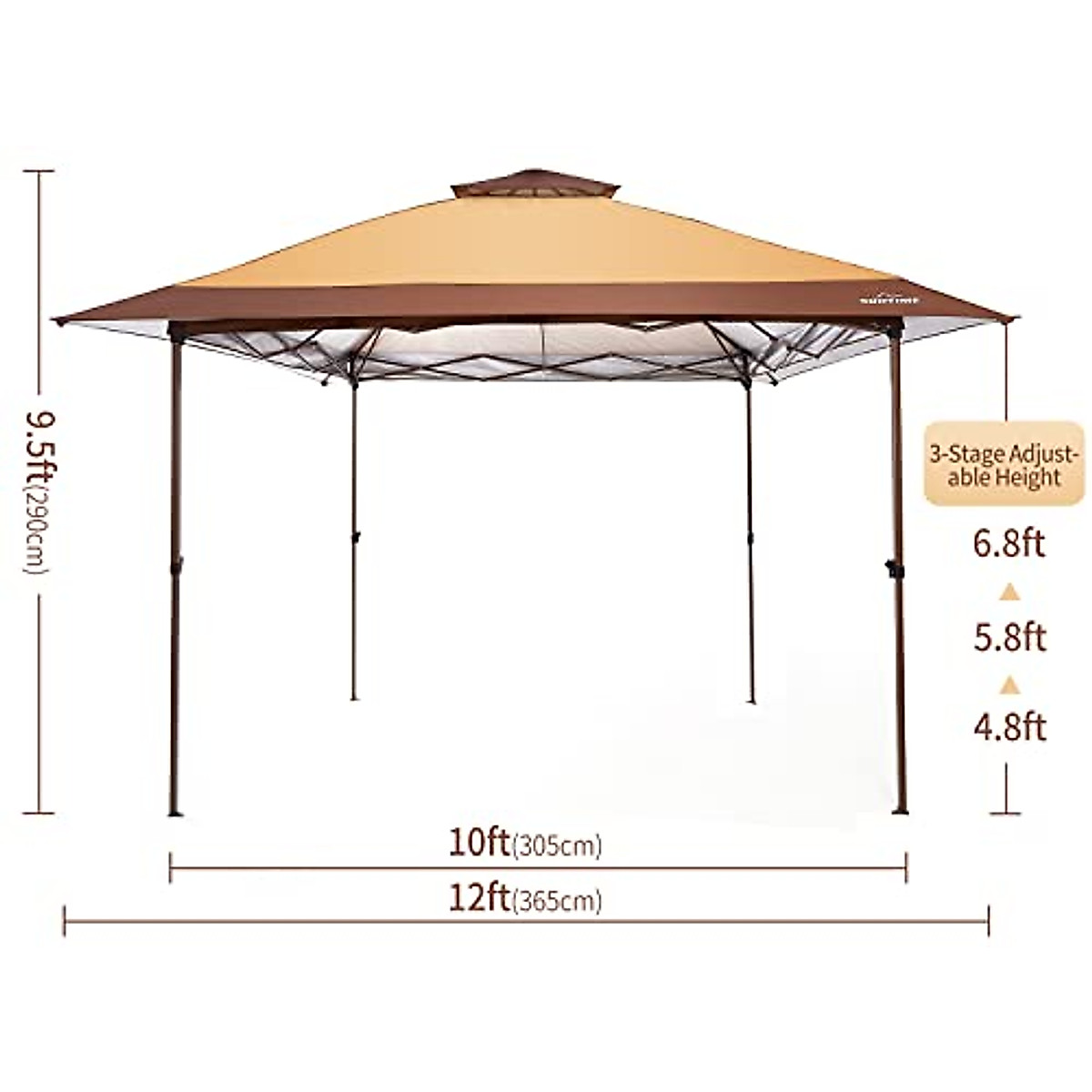 OUTDOOR LIVING SUNTIME Instant Pop Up Patio Gazebo with Full Netting for Family Parties and Outdoor Activities(Netting Sidewalls)