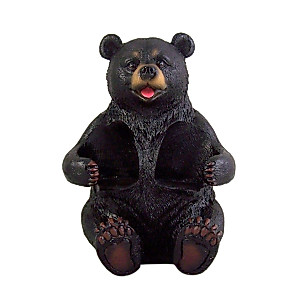 Liphontcta Season Beary Carefully Black Bear Salt and Pepper Shaker Holder 7 Inch (Shakers Included)