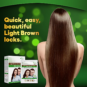 BIOGREEN ROOTS Ammonia-Free Herbal Hair Shampoo - Effectively Covers Gray Hair for Men and Women - Natural Color and Herbal Nourishment - No Stain on Skin - Light Brown (5 sachets x 25 ml)