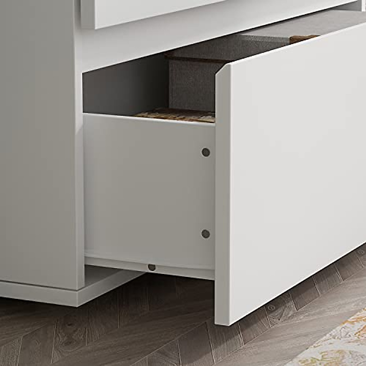 Homsee Modern 3-Drawer Dresser Chest, Wooden Dresser Tower with Wide Storage Space, Dresser Closet for Nursery Living Room Bedroom Hallway (White)