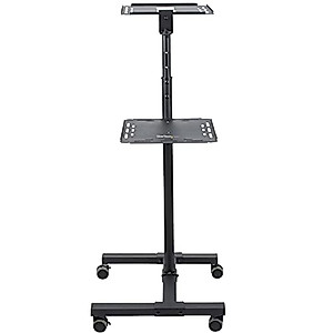 StarTech.com Mobile Projector and Laptop Stand/Cart - Heavy Duty Portable Projector Stand (2 Shelves, hold 22lb/10kg each) - Height Adjustable Rolling Presentation Cart w/Lockable Wheels (ADJPROJCART)
