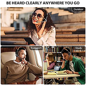 Wireless Headphones with Microphone, HD Stereo Sound & Noise Isolating Bluetooth Headset with Mute Button, Comfortable 25Hrs Playtime Hands Free On Ear Headphones for Cell Phone Calls Music Work