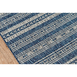 Novogratz by Momeni Villa Collection Tuscany Indoor Outdoor Blue Area Rug, 6'7" x 9'6" Sized Mat for Pool, Patio, Porch, Balcony, Kitchen, Bedroom, Livingroom and Home Office