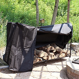 Sunnydaze Indoor/Outdoor 6-Foot Decorative Firewood Log Rack with Black Heavy-Duty Weather-Resistant PVC Cover