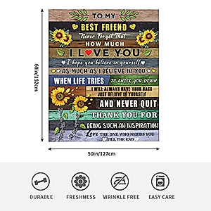 Best Friend Blanket,Best Friend Birthday Gifts for Women,Sunflower Fleece Blanket for Her,Christmas Blanket 50"x60",Best Friend Throw Blanket Friendship Gifts,Bestie Gifts to My Bestie Blanket