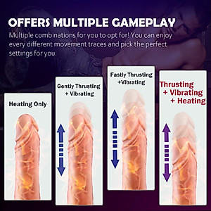 Thrusting Dildo Vibrator with Strong Suction Cup,Heating Realistic Dildo with 8 Thrusting Modes Liquid Silicone Adult Sex Toy G-Spot Vibrator for Women Vagina Men Anal Masturbation - 8 Inch Flesh