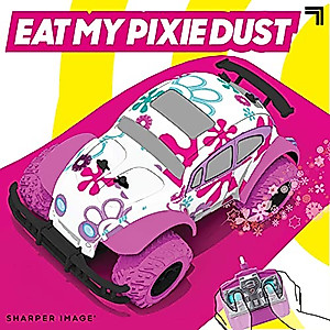 SHARPER IMAGE Pixie Cruiser Pink and Purple RC Remote Control Car Toy for Girls with Off-Road Grip Tires Princess Style Big Buggy Crawler w/Flowers