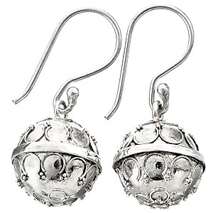 Handmade Harmony Ball Chime 925 Sterling Silver Earrings, 1/2"