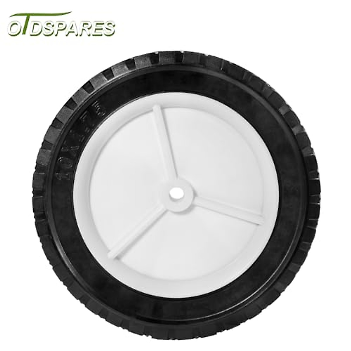 OTDSPARES 10-Inch Rubber Tire Plastic Wheel Replaces Oreg on 72-110 Hand Trucks Utility Carts 10x175 Wheel, 1/2-Inch Bore Offset Axle, White 2 Pack