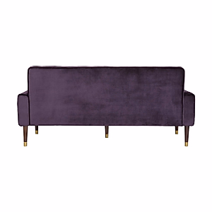 Christopher Knight Home Adan Tufted Velvet Sofa Tipped Tapered Legs, BlackBerry and Gold Finish