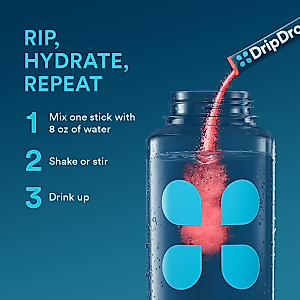 DripDrop Hydration Juicy Variety Pack - Electrolyte Drink Mix Single-Serve Powder Packets - Grape, Fruit Punch, Strawberry Lemonade, Cherry - 16 Servings