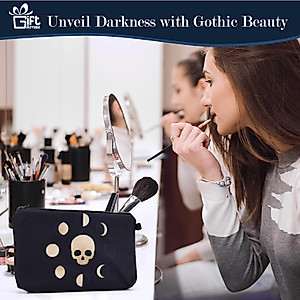 GiftAmaz Gothic Gifts for Women, Goth Theme Box with Gothic Coffee Mug, Goth Skull Candle, Gothic Skull Earrings, Blanket and More, Christmas Party Basket Gothic Gifts for Teens Girls Friend