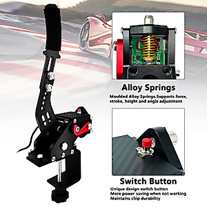 CXCESNS USB PS 4/5 handbrake Compatible with Logitech G29 Steering Wheel, 64-bit USB PC handbrake Applicable for simulated racing games with clip and Sim Card, 11.8" (PC+PS 4/5 system only)