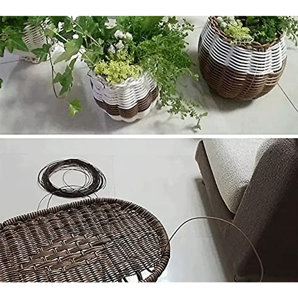 Synthetic Brown Woven Round Rattan, PE Plastic Round Rattan, Woven Repair Rattan Chair, Woven Wicker Suitable for Weaving Repair Chair, Table, Storage Basket