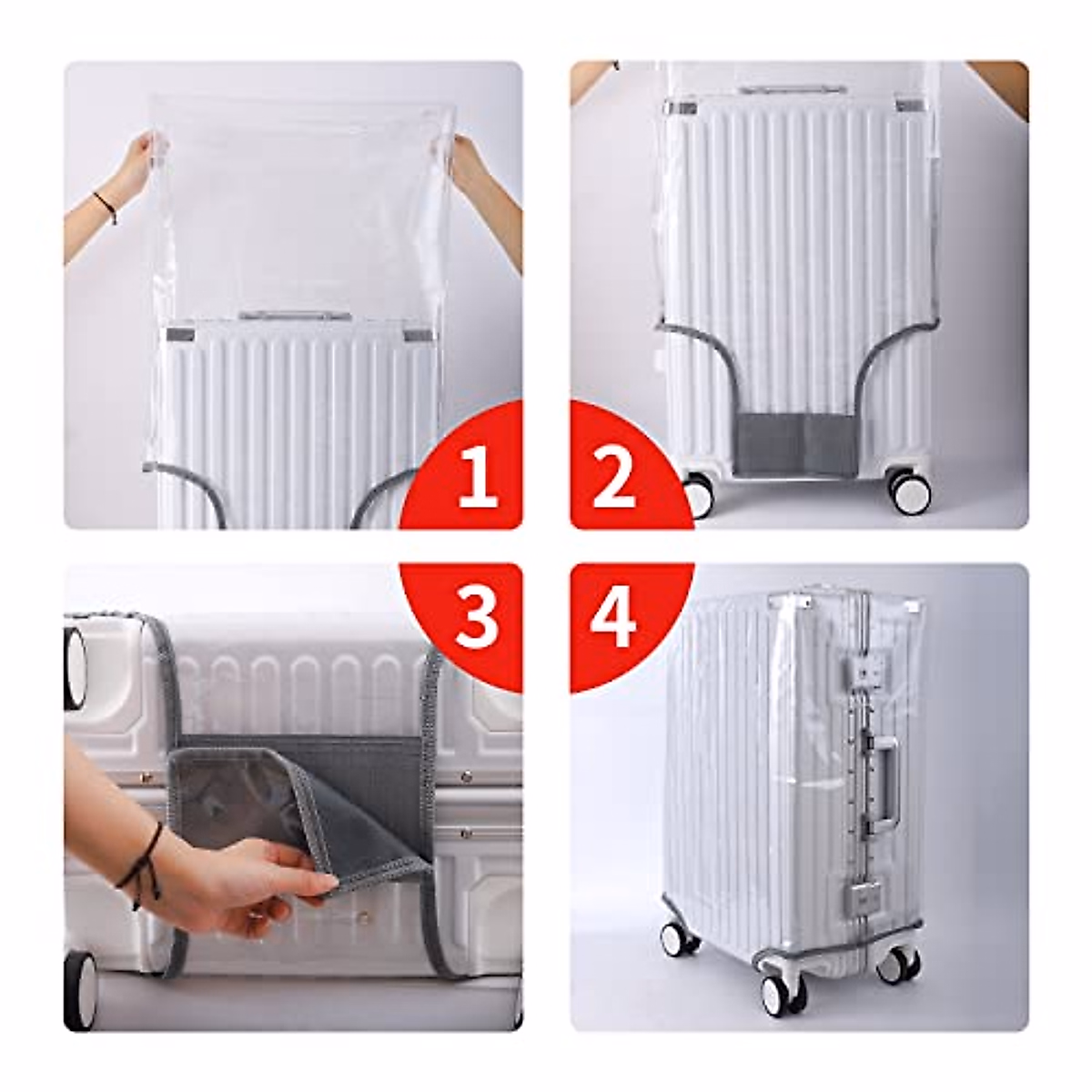 OZTDL 22 Inch Dust-proof See Through Luggage Cover Protector Bag PVC Full Clear Suitcase Cover Protectors Waterproof Transparent Travel Luggage Sleeve (22"=18.5" H x 16.0" L x 10.0" W)