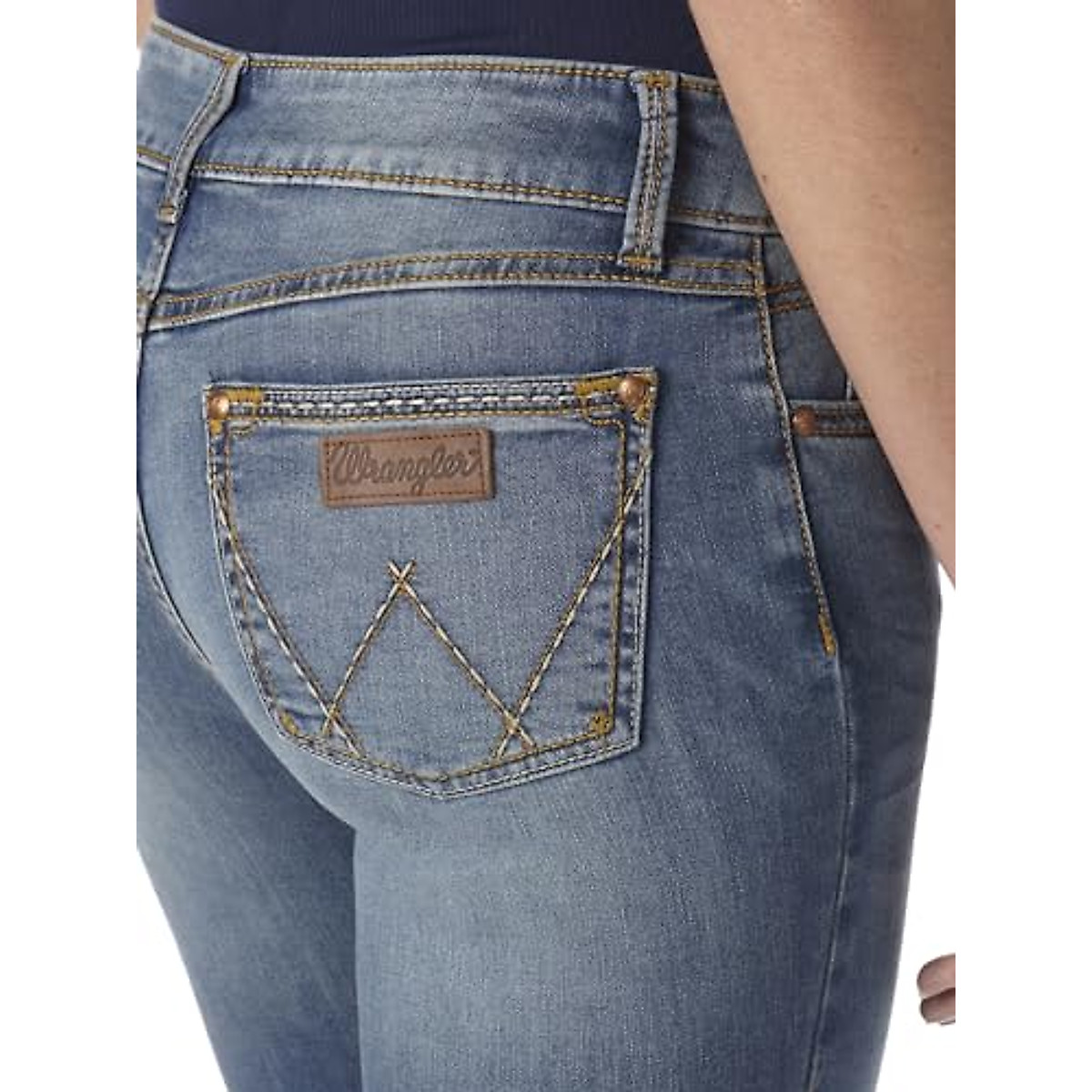 Wrangler Women's Retro Mae Rise Stretch Boot Cut Jean, Wash Mid, 15W x 32L