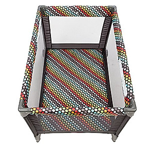 Cosco Funsport Compact Portable Playard, Lightweight, Easy Set up, Foldable Baby Playpen with Carry Bag, Rainbow Dots