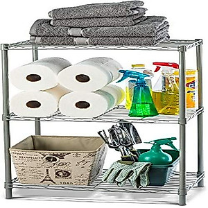 Home Basics Wire Shelving Storage Unit (3 Tier, Grey)