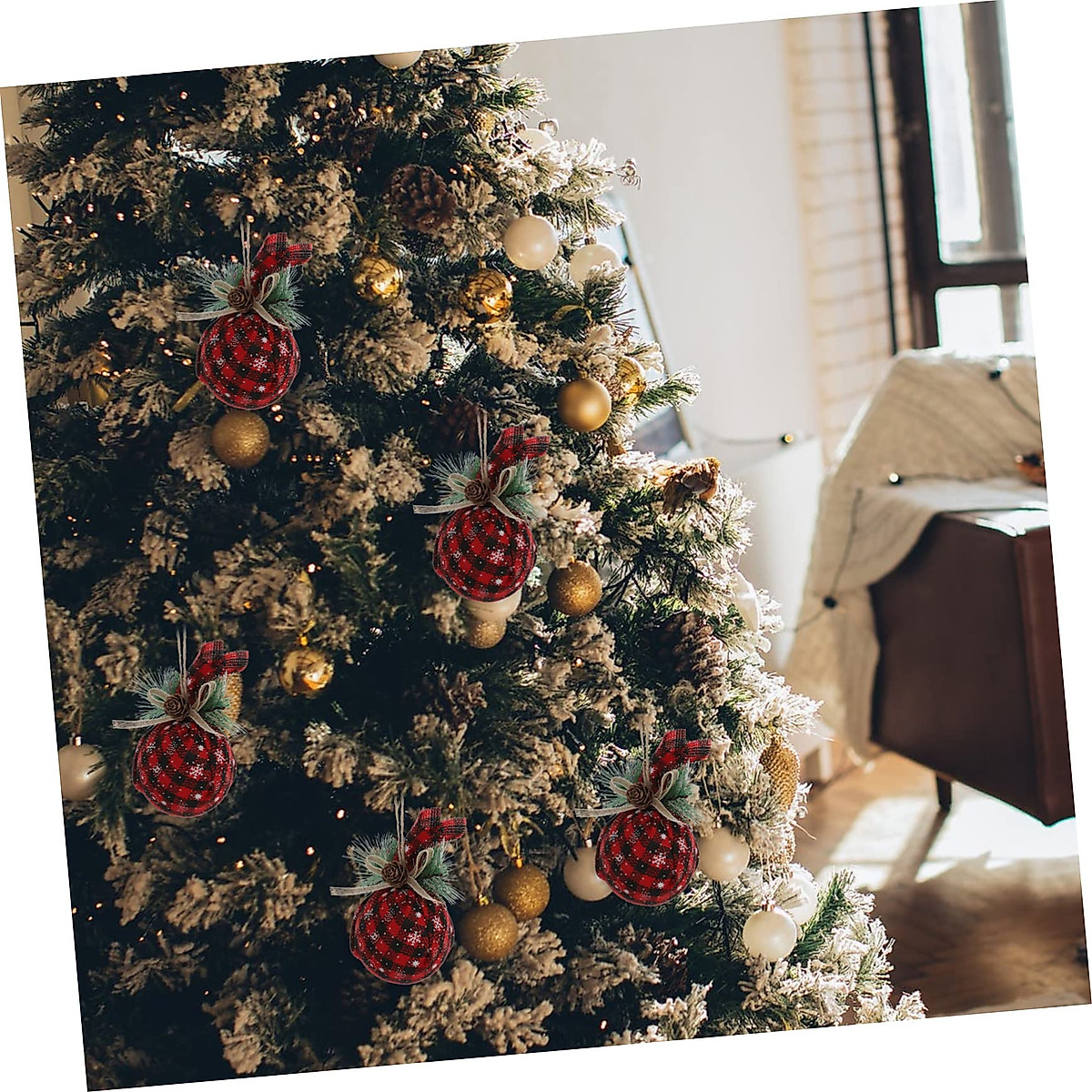 COHEALI 3pcs Christmas Foam Balls Decor for Office White Outfits Office Decore Christmas Plaid Ball Ornaments Hanging Christmas Decoration Christmas Balls Ornaments Hanging Foams Balls