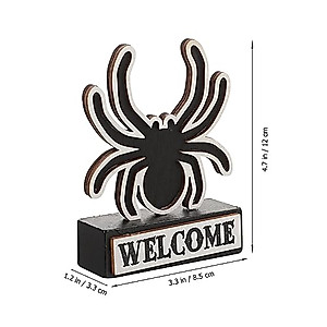 ABOOFAN Halloween Wood Table Decor Black Bat Spider Wooden Cutouts Figurine Wood Welcome Sign Haunted House Party Table Decor