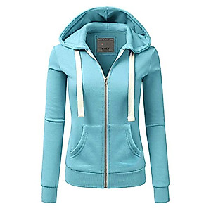 NINEXIS Lightweight Thin Zip-Up Hoodie Jacket for Women with Plus Size Aquablue XL