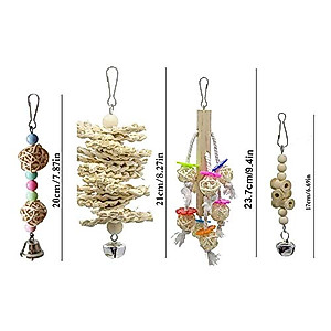 SHINYLYL 8 Packs Bird Toy,Bird Parrot Swing Chewing Toys Birdcage Stands,Wood Hanging Bell Bird Cage Toys for Parrots, Parakeets, Cockatiels, Conures, Macaws, Love Birds, Finches