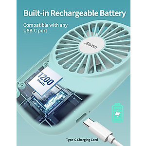 Aluan Handheld Fan Mini Fan Powerful Small Personal Portable Fan Speed Adjustable USB Rechargeable Eyelash Fan for Kids Girls Woman Man Home Office Outdoor Travel