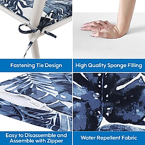 Only choice Set of 4 Indoor/Outdoor Patio Seat Cushion Replacement Seat Cushion with Ties, 15" x 15" Patio Chair Pads for Patio Furniture Garden Home Office Decoration (Palm Blue)