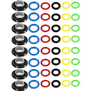 48 Pieces O-Ring Power Pressure Washer Kit 6 Sizes Sealing Stainless Steel Filter for Power Pressure Washers, Pump, Hose, Gun, Wand and Lance