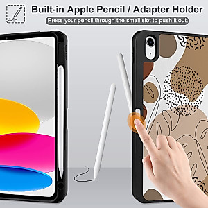 TWOLSKOO for New iPad 10th Generation Case 10.9 inch 2022, [Built-in Pencil Holder, Support Auto Sleep/Wake] Trifold Stand Protective Rubberized Back Cover, Geometric Shapes