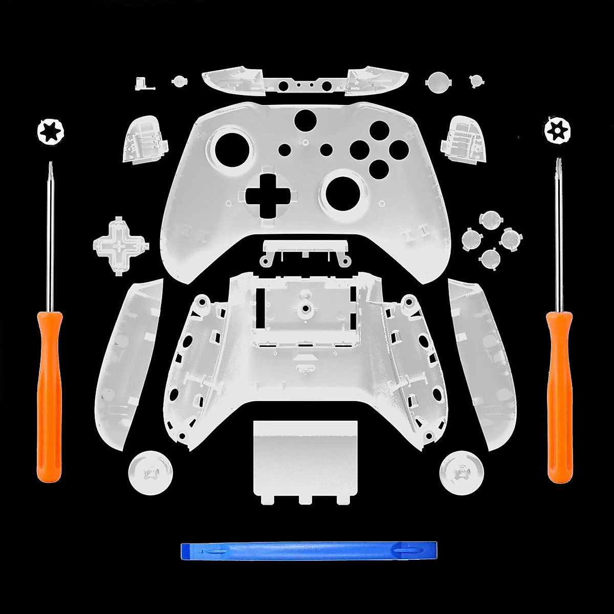 SN-RIGGOR Replacement Housing Full Shell Set Full Buttons Set Faceplates ABXY Buttons RB LB Bumpers for Xbox One S Slim Controller (3.5 mm Headphone Jack) S Controller Repair Parts (Green)