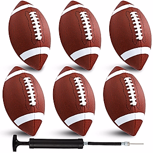 Jerify Composite Leather Footballs Official Size Composite Leather Balls Leather Inflatable Footballs with Pump Indoor Outdoor Footballs Bulk for Training and Recreational Play(6 Pcs)