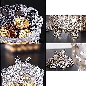 Crystal Candy Dish Small Glass Jar Set with lid Sugar Bowl Cookie Jar Jewelry Dish Container for Home Kitchen Office Bathroom 3 Pcs