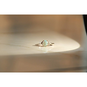 Gin & Grace 10K Rose Gold Natural Australian Opal & Diamond (I1,I2) (Size 10) Propose Promise Ring for Women