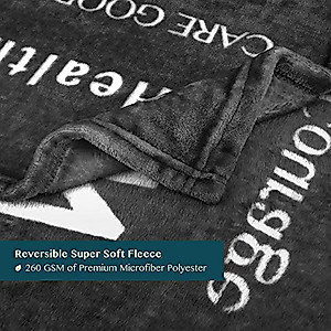 PAVILIA Healing Blanket, Get Well Soon Gift Blanket for Women, Men | Warm Hugs Inspirational Gift, Soft Fleece Throw with Positive Energy, Comfort, Love for Recovery (50x60, Grey Charcoal)