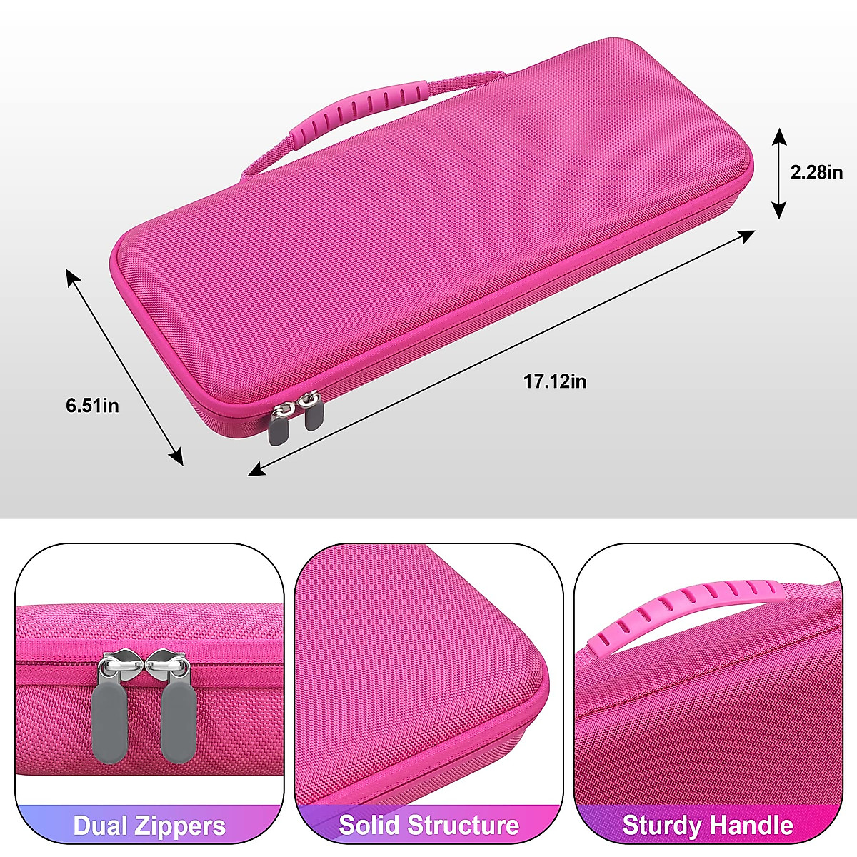 BOVKE Hard Carrying Case Waterproof Storage Holder Carrier, Rose