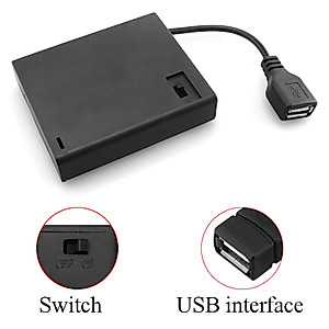 DGZZI USB Female Socket 4 AA Battery Case Box Holder with ON-Off Switch