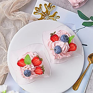 Qeirudu 50 Pack 5 oz Mini Dessert Cups with Spoons - Appetizer Plates Small Disposable Fruit Salad Serving Cup for Appetizers, Ice cream, Trifle