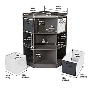 Badger Basket Corner Cubby Toy Storage Unit for Kids with 4 Removable Baskets - Charcoal (98813C)