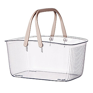 AYNEFY Lightweight Clear Shower Storage Basket with Handle, Drain Holes for Bathroom Toiletries, Pet Supplies