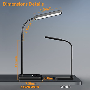 LEPOWER Desk Lamp, 800LM LED Desk Lamp for Home Office, 12W Reading Lamp for Desk, Eye-Caring Desk Light, Touch Table Lamp, Gooseneck Lamp, 50 Lighting Modes, Bright Desk Lamps for Bedroom, Study Room