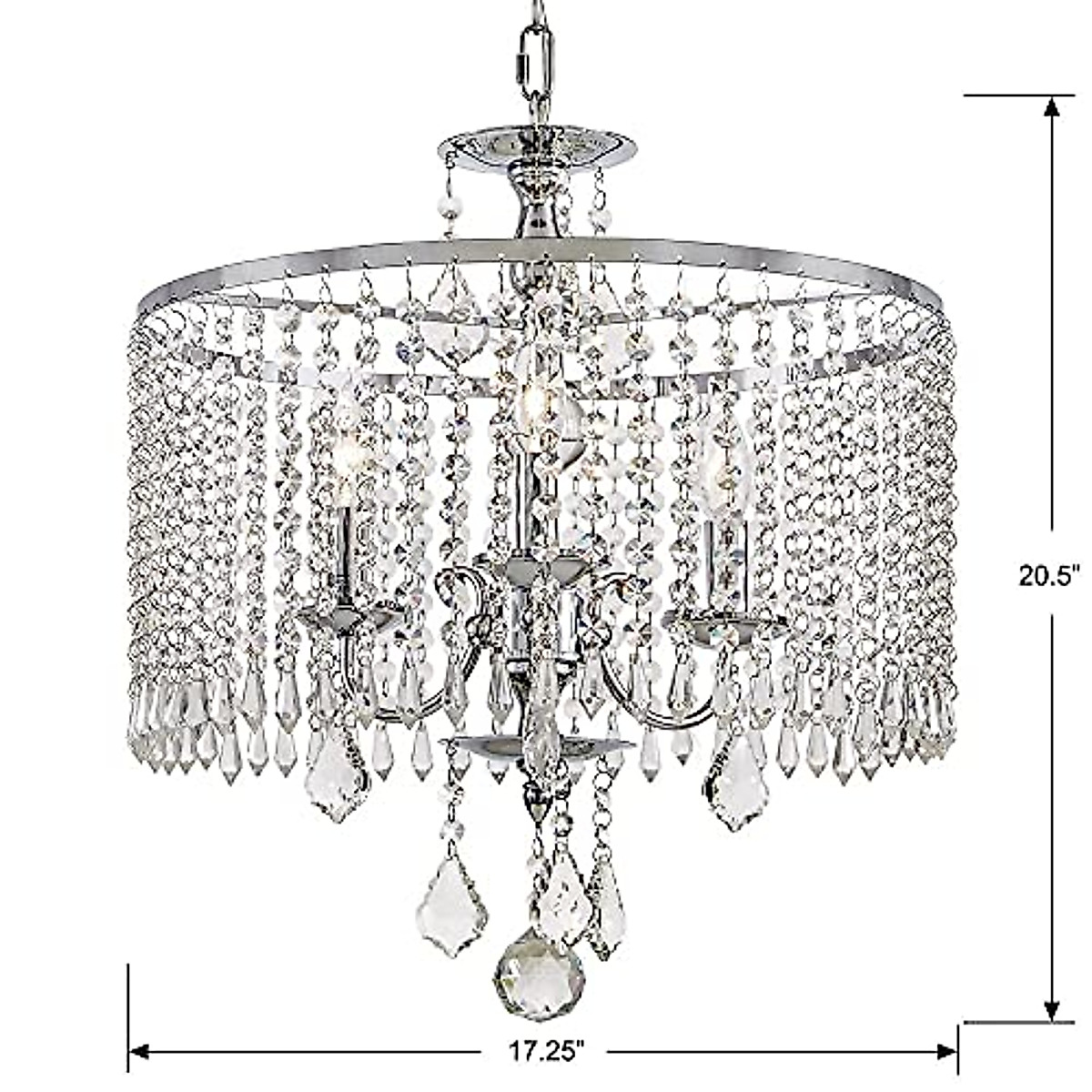 Home Decorators Collection 3 Light Polished Chrome Chandelier with K9 Crystal Dangles Model 1001789669
