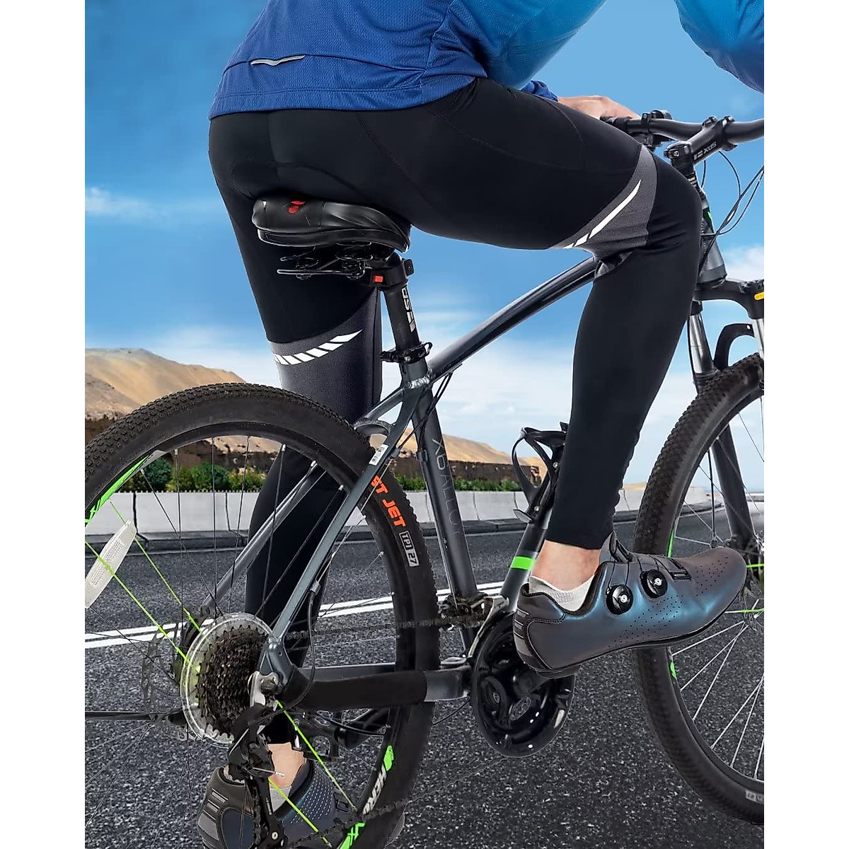 ROTTO Men's Cycling Pants Padded & No Pad Cycling Tights Bike Riding Leggings with Pockets