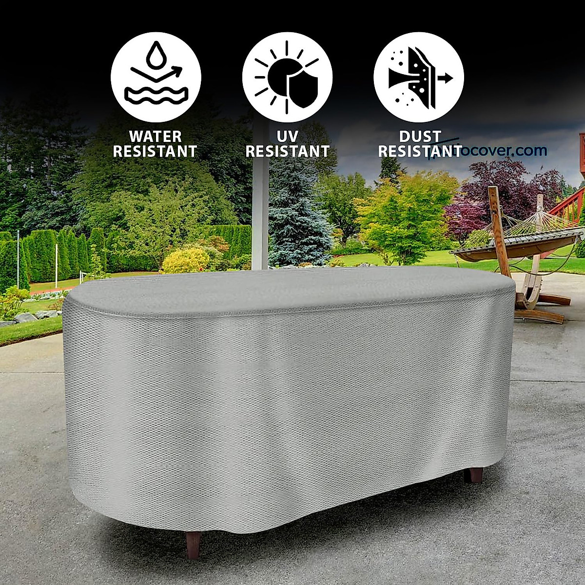 Patio Large Waterproof Oval Table Cover - Outdoor Patio Table Washable - Heavy Duty Furniture 84X42X28 Inch Oval Table Cover
