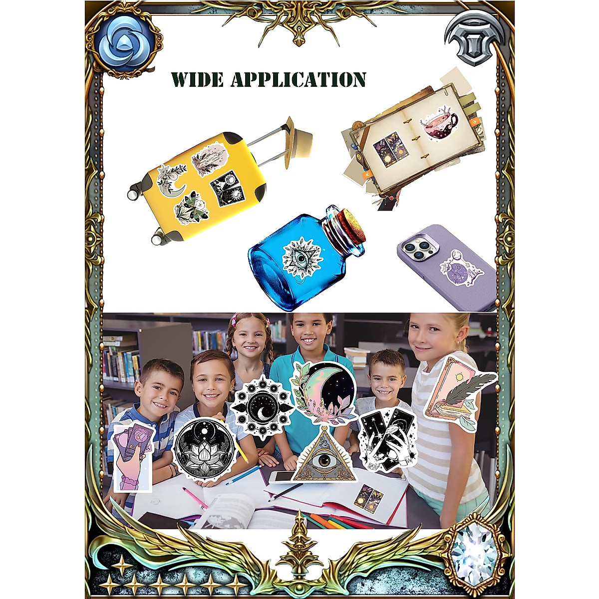 Witchy Stickers for Kindles Water Bottles, 100PCS Waterproof Spooky Aesthetic Stickers for Adults Girls Teens, Cute Hippie Indie Celestial Stickers for Laptop Books Scrapbooks Journals